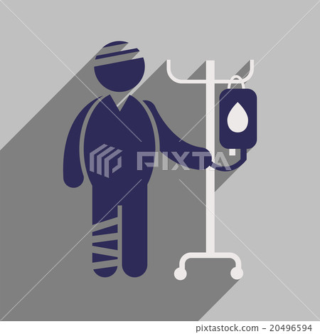 Modern flat icon with long shadow injured patient - Stock Illustration ...
