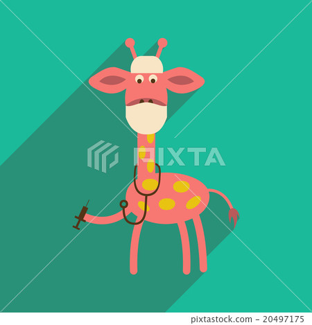 flat icon with long shadow giraffe cartoon - Stock Illustration ...