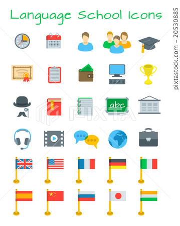 Language courses flat vector education icons - Stock Illustration ...