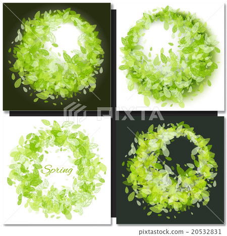 Set of Spring backgrounds with green leaves - Stock Illustration ...