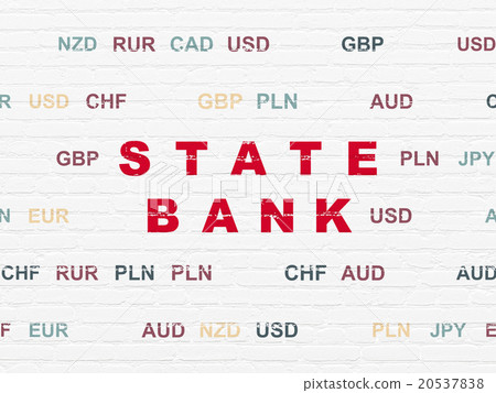 Currency concept: State Bank on wall background - Stock Illustration ...