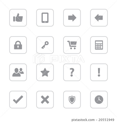Gray flat icon set 2 with rounded rectangle frame - Stock Illustration [20551949] - PIXTA