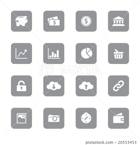 web icon set 4 on gray rounded rectangle - Stock Illustration [20553453 ...