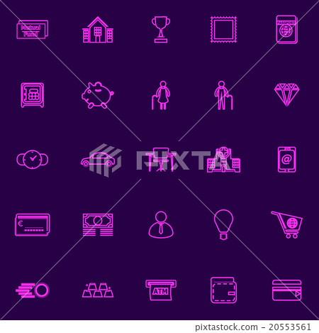 Personal financial purple line icons - Stock Illustration [20553561 ...