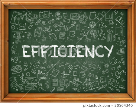 Efficiency Concept. Doodle Icons on Chalkboard. - Stock Illustration ...