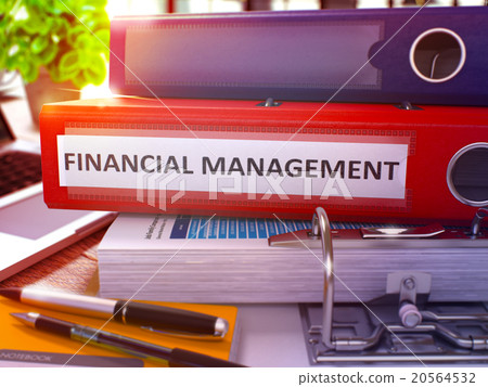 Financial Management on Red Office Folder. Toned - Stock Illustration ...