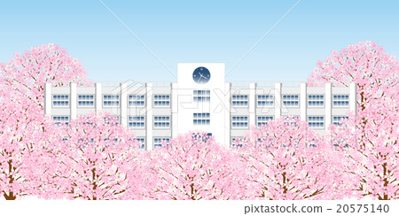 School cherry blossom spring background - Stock Illustration [20575140 ...