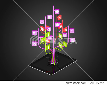Social media icons set in tree shape - Stock Illustration [20575754 ...