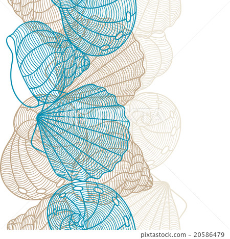 Marine seamless pattern with stylized seashells - Stock Illustration ...