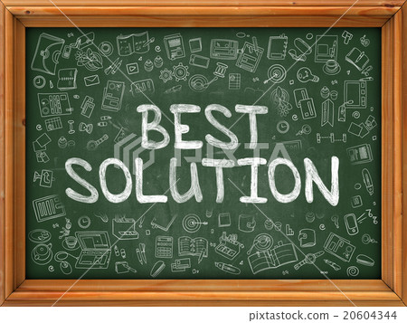 Best Solution Concept. Doodle Icons on Chalkboard. - Stock Illustration ...