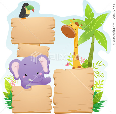 Colorful Jungle Animals Board - Stock Illustration [20607634] - PIXTA