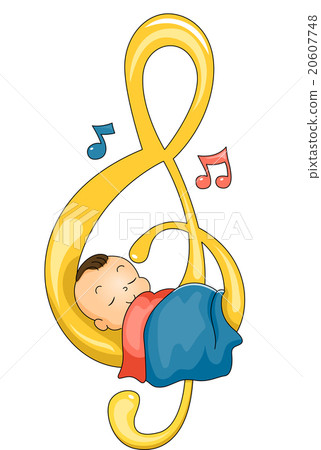 Baby Sleeping Peacefully Musical Notes - Stock Illustration [20607748 ...