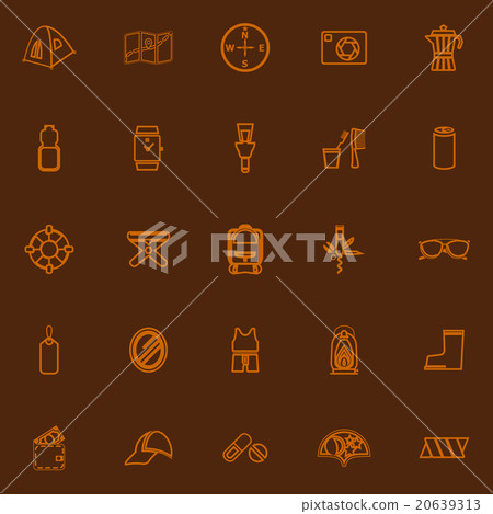 Camping necessary brown line icons - Stock Illustration [20639313] - PIXTA