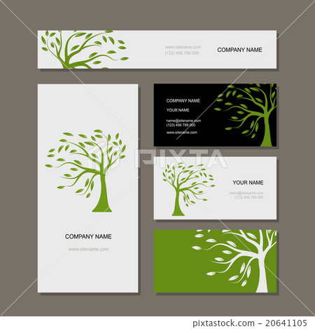 Business cards design, green tree - Stock Illustration [20641105] - PIXTA