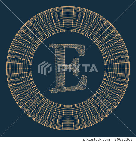 Vector illustration of letter E. Fonts of Mesh - Stock Illustration ...