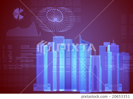 Abstract background with 3d city model - Stock Illustration [20653351 ...