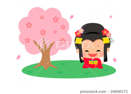 Sakura Tree and Japanese Princess - Stock Illustration [20696571] - PIXTA