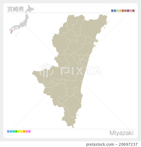 Map of Miyazaki Prefecture - Stock Illustration [20697237] - PIXTA