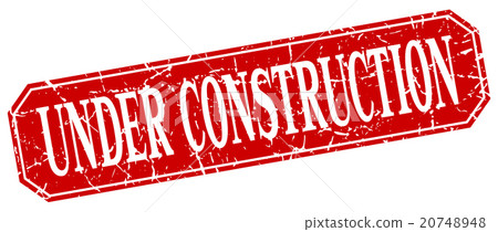 under construction red square grunge isolated sign - Stock Illustration ...
