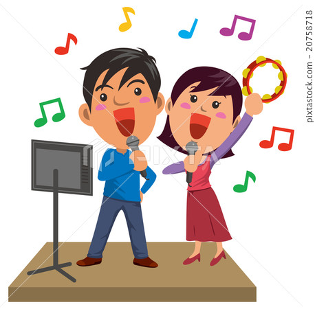 Image illustration of a couple singing happily - Stock Illustration ...