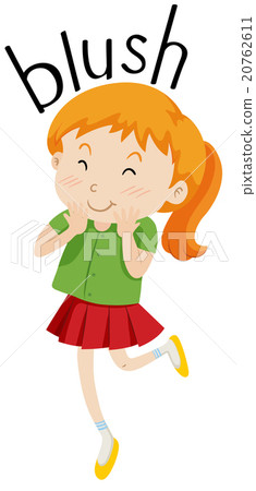 Little girl with pigtail blushing - Stock Illustration [20762611] - PIXTA