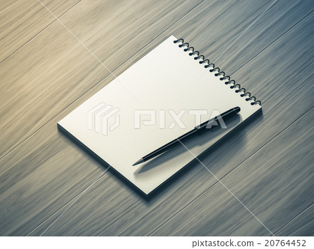 Blank note paper with pen. on wood background - Stock Illustration ...