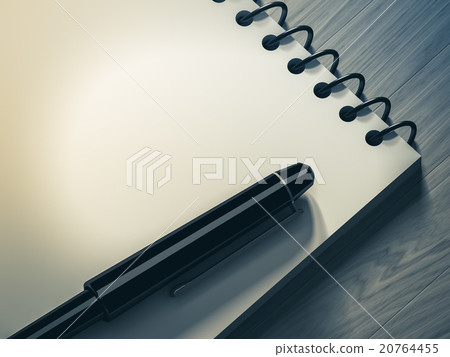Blank note paper with pen. on wood background - Stock Illustration ...