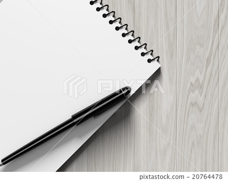 Blank note paper with pen. on wood background - Stock Illustration ...