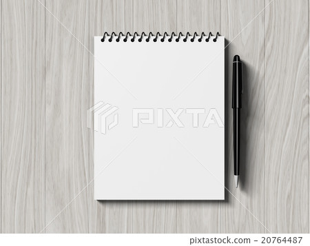 Blank note paper with pen. on wood background - Stock Illustration ...
