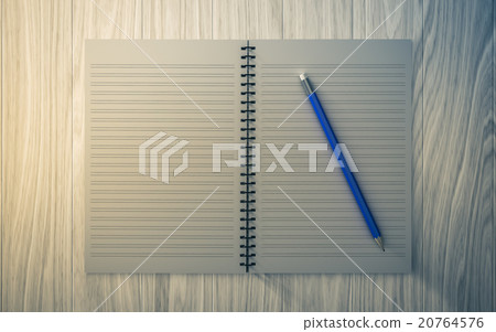 Blank note paper with pencil. on wood background - Stock Illustration ...