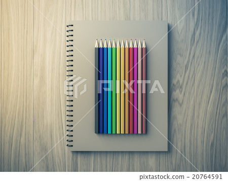 color pencil on checked notebook - Stock Illustration [20764591] - PIXTA