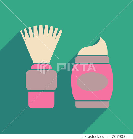 Flat icon with long shadow brush and shaving foam - Stock Illustration ...