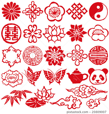 Chinese Spring Festival icon hand-painted... - Stock Illustration ...