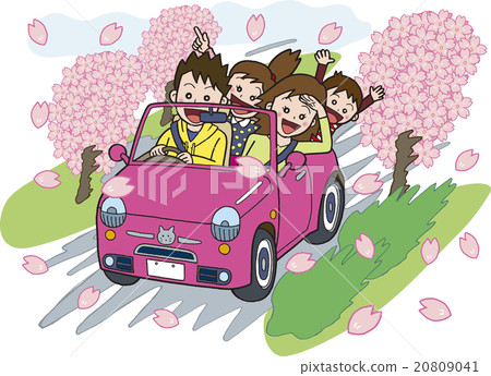 Family Illustration Spring Drive - Stock Illustration [20809041] - PIXTA