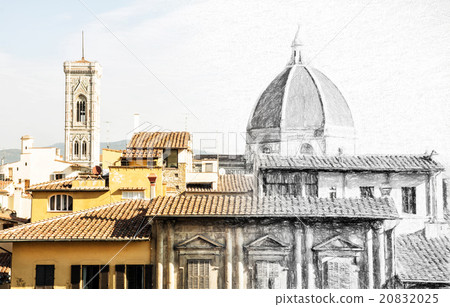 From sketch to the Florence city, Italy - Stock Illustration [20832025 ...