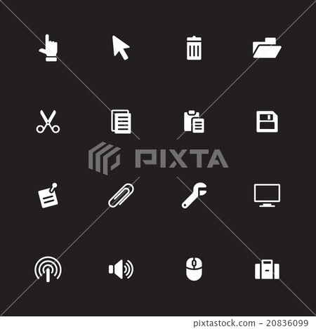 white simple flat icon set 3 - Stock Illustration [20836099] - PIXTA