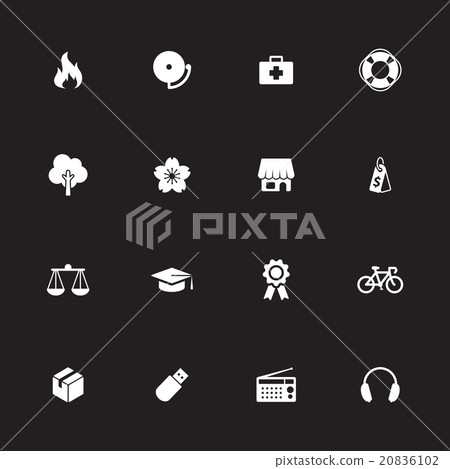white simple flat icon set 6 - Stock Illustration [20836102] - PIXTA