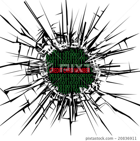 Credit card number seen from security hole - Stock Illustration ...