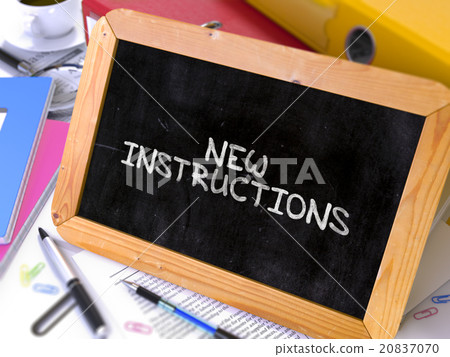 New Instructions Handwritten by White Chalk on a - Stock Illustration ...