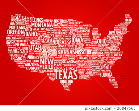 USA Map word cloud - Stock Illustration [20847565] - PIXTA