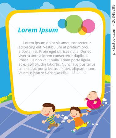 childrens runing front of blank frame - Stock Illustration [20849299 ...