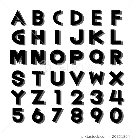 Alphabet fonts and numbers - Stock Illustration [20851804] - PIXTA
