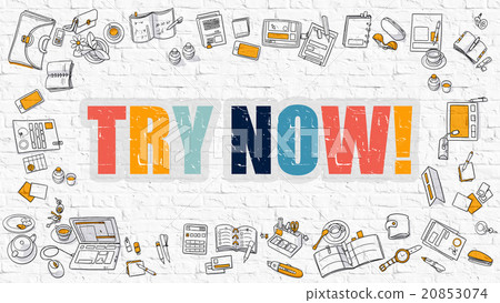 Try Now on White Brick Wall. - Stock Illustration [20853074] - PIXTA