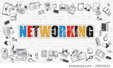 Networking Concept with Doodle Design Icons. - Stock Illustration ...