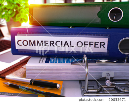 Commercial Offer on Blue Office Folder. Toned - Stock Illustration ...