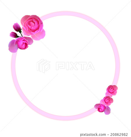 Pink rose flower frame circle - Stock Illustration [20862982] - PIXTA