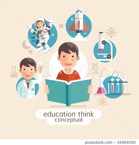 Education thinking concept. Children holding book. - Stock Illustration ...
