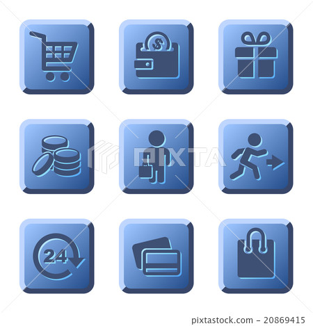 Blue Shopping Icons Set. Vector - Stock Illustration [20869415] - PIXTA