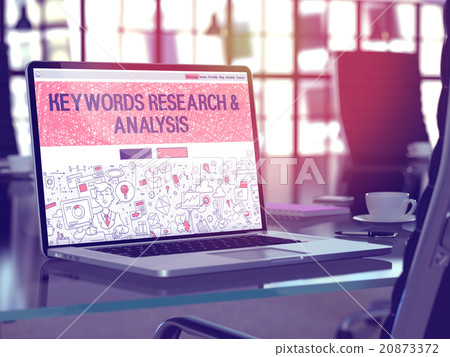 Laptop Screen with Keywords Research and Analysis - Stock Illustration ...
