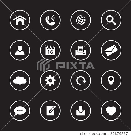white flat icon set 1 circle frame - Stock Illustration [20879887] - PIXTA